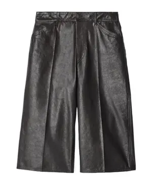LEMAIRE Bermuda Shorts In Glossy Leather - Coffee