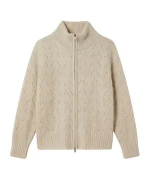 FRAME Zip-up Pointelle-knit Cardigan