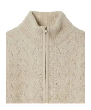 FRAME Zip-up Pointelle-knit Cardigan