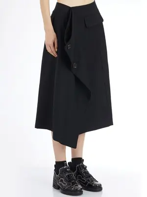 Comme Des Garçons Button Midi Skirt
