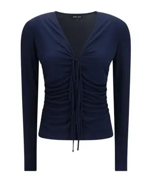 Giorgio Armani V-neck Jersey Top - Blue
