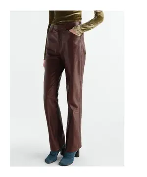 LEMAIRE Straight Pants In Glossy Leather