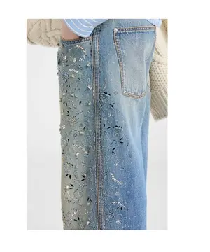 Ermanno Scervino Couture Baggy Jeans With Embroidery And Crystals