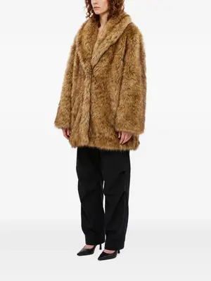 THE FRANKIE SHOP Notched Lapel Faux Fur Coat