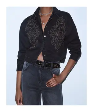 Liu Jo Shirt Bodysuit In Denim With Embroidery