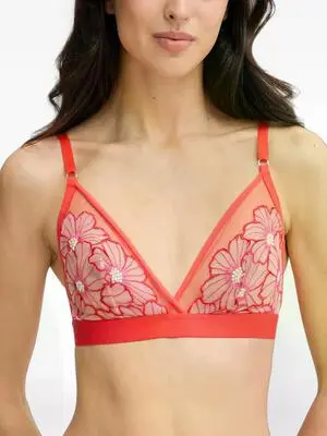 Chantelle Pulp Lush Floral-embroidered Mesh Bra - Red
