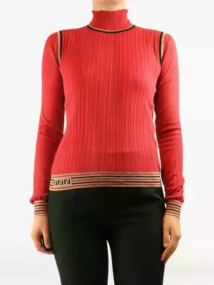 Fendi Ff Logo Ribbed-knit Sweater