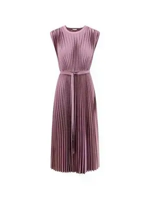 JOSEPH Volta Pleated Belted Midi Dress - Purple