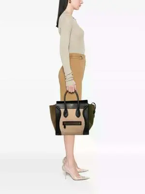 Celine 2012 Mini Tricolor Nubuck And Calfskin Luggage Tote Bag