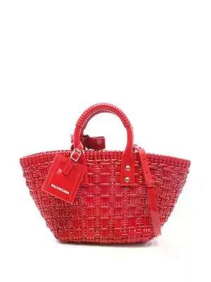 Balenciaga 2015-2026 Faux Leather Bistro Panier Xs Satchel - Red