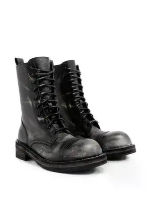 ANN DEMEULEMEESTER Brushed-leather Lace-up Boots - Black