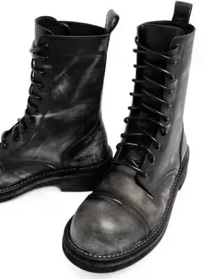 ANN DEMEULEMEESTER Brushed-leather Lace-up Boots