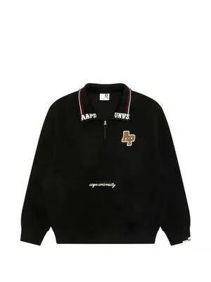 AAPE BY *A BATHING APE Logo-embroidered Quarter-zip Sweatshirt - Black
