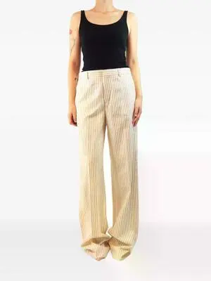 MAISON MARGIELA Pinstripe-logo Straight-leg Trousers