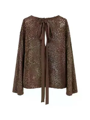 P.a.r.o.s.h Sequin-embellished Tie-fastening Blouse - Brown