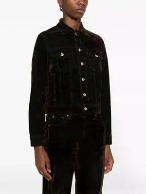 7 For All Mankind Velvet-effect Button-up Jacket