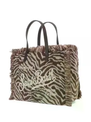MC2 SAINT BARTH Colette Animal-print Fringed Tote Bag