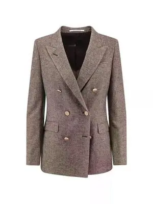 Tagliatore Herringbone Double-breasted Blazer - Brown