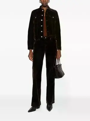 7 For All Mankind Velvet-effect Straight-leg Trousers - Brown
