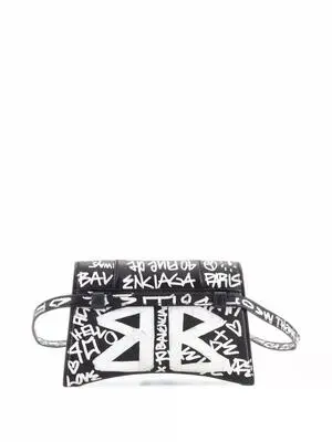 Balenciaga Hourglass Printed Leather Xs Belt Bag - Black