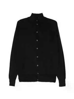 DEVOA High-neck Ribbed-trim Cardigan - Black