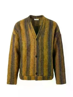 MOOD-ONE Striped Brushed-finish Cardigan - Brown