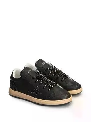 AMA-BRAND Glitter-patch Leather Low-top Sneakers - Black