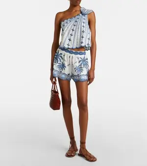 Farm Rio One-shoulder Linen-blend Top