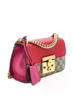 Gucci Padlock Shoulder Bag Gg Coated Canvas And Leather Small Crossbody Bag - Red