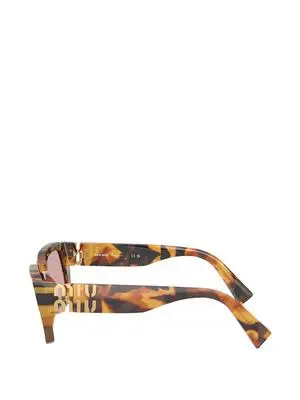 Miu Miu Tortoiseshell-effect Rectangle-frame Sunglasses