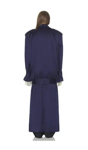 HELSA Trench Coat With Low Belt In Double Face Satin