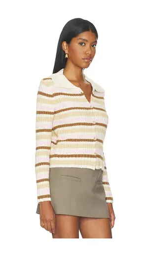 ZEMETA Pink Maple Stripe Knit Cardigan