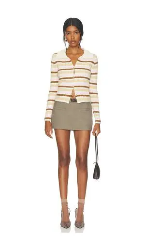ZEMETA Pink Maple Stripe Knit Cardigan