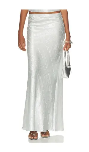 Lioness Hudson Maxi Skirt In Metallic - Silver