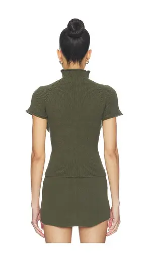 Frankies Bikinis Harmony Cloud Knit Mock Neck Tee In Green