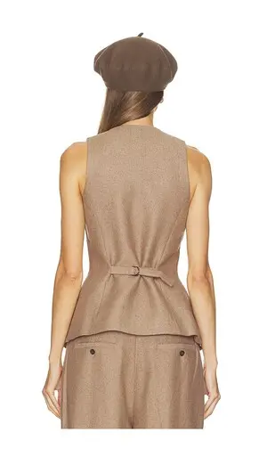 HELSA Italian Herringbone Waistcoat In Brown