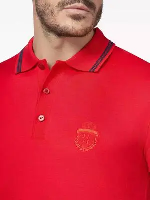 BILLIONAIRE Crest-embroidered Striped-trim Polo Shirt - Red