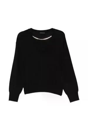 Liu Jo Crystal-embellished V-neck Sweater - Black