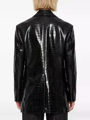 Junya Watanabe Crocodile-effect Single-breasted Blazer