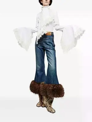 A.W.A.K.E. Mode Faux-fur Hem Flared Jeans