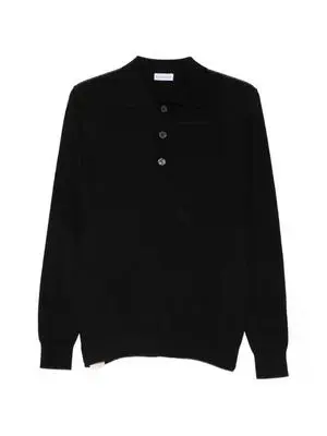 ÉPHÉMÈRE Long-sleeve Polo Shirt - Black
