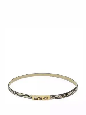 Valentino Garavani Vlogo Signature Python-effect Belt - Neutrals