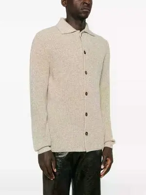 FILIPPO DE LAURENTIIS Ribbed-knit Button-down Sweater - Neutrals