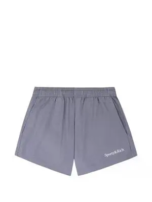Sporty & Rich Serif Logo Disco Shorts - Grey