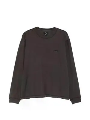 StÜssy Logo-embroidered Long-sleeve T-shirt - Grey