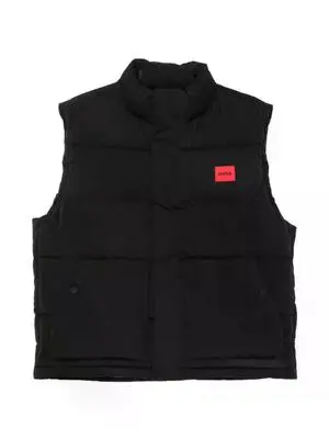 Hugo Quilted Logo-patch Gilet - Black