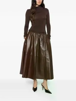 Alberta Ferretti Panelled Leather Maxi Skirt