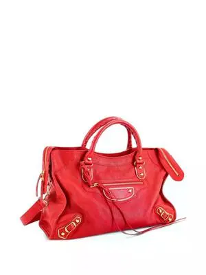 Balenciaga City Classic Metallic Edge Bag Leather Medium Satchel - Red