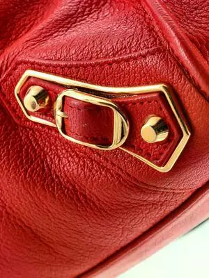 Balenciaga City Classic Metallic Edge Bag Leather Medium Satchel - Red