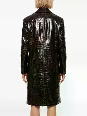 Junya Watanabe Crocodile-effect Double-breasted Coat - Brown